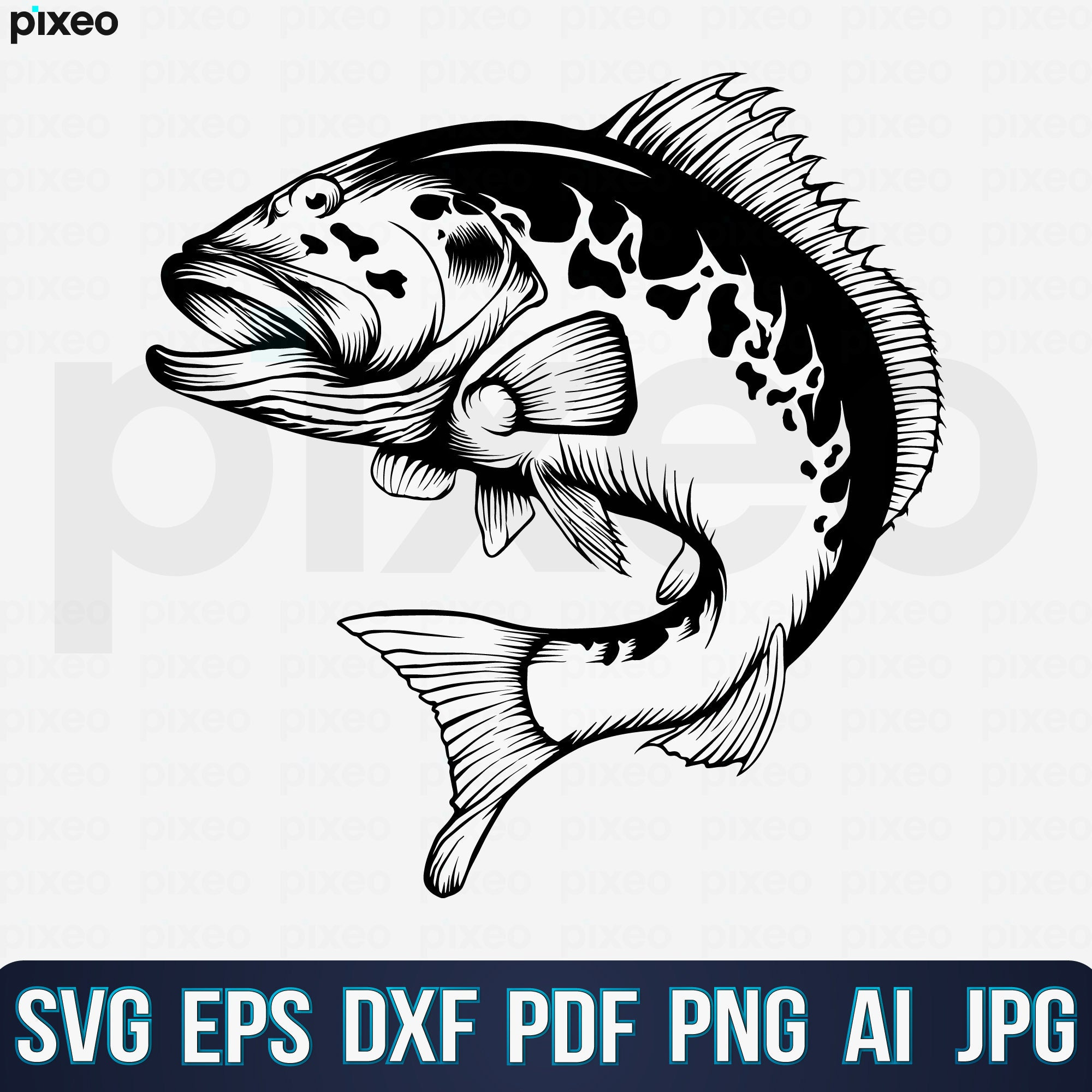 Pesca de mero svg, pesca svg, pez mero svg, clipart de mero, vector de ...