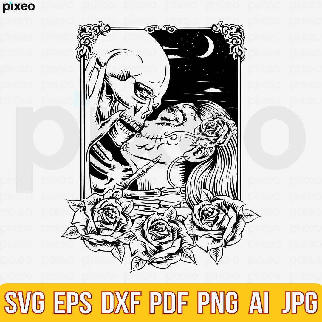 Skull Lovers Svg, Skull Svg, Dead Skeleton Love Svg, Gothic Svg, Skull ...