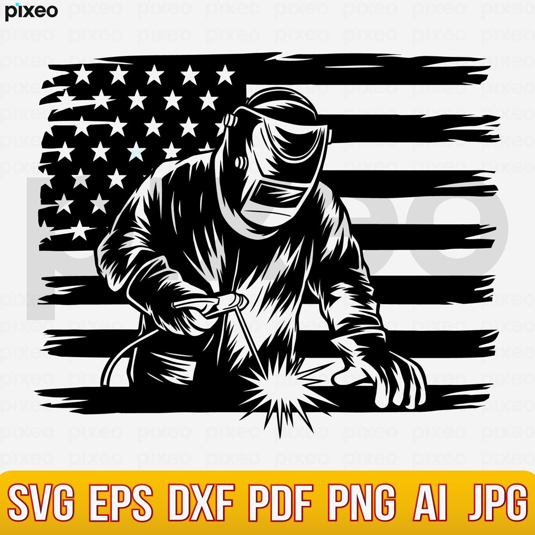 Welder With USA Flag Svg, Welder Svg, Welding Svg, Welder Clipart ...