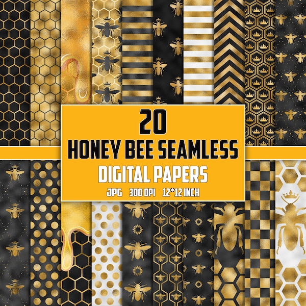 Bee Digital Paper - Etsy