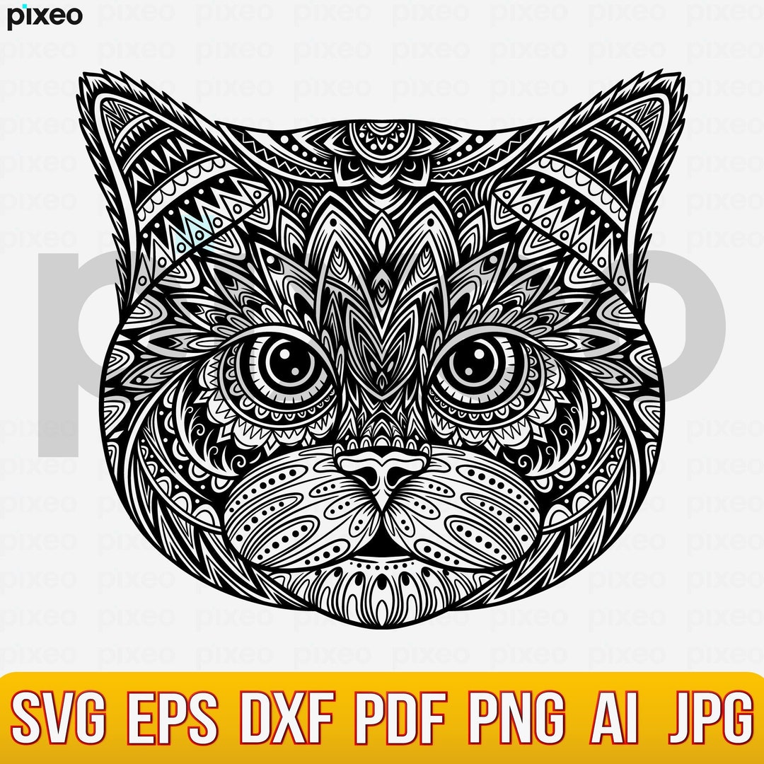 Cute Cat Svg, Cat Mandala Svg, Cat Clipart, Mandala Svg, Cat Cricut ...