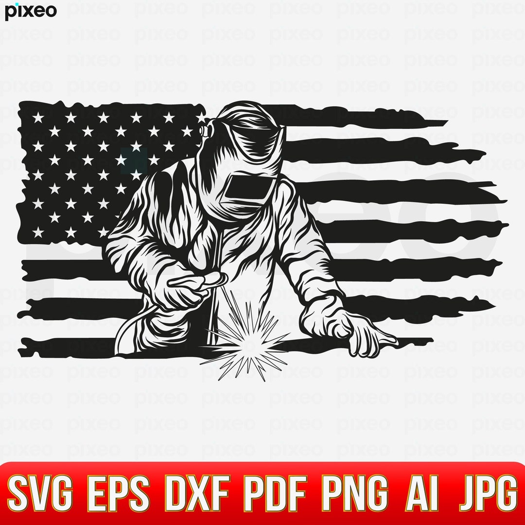 Welder With USA Flag Svg, Welder Svg, Welding Svg, Welder Clipart ...