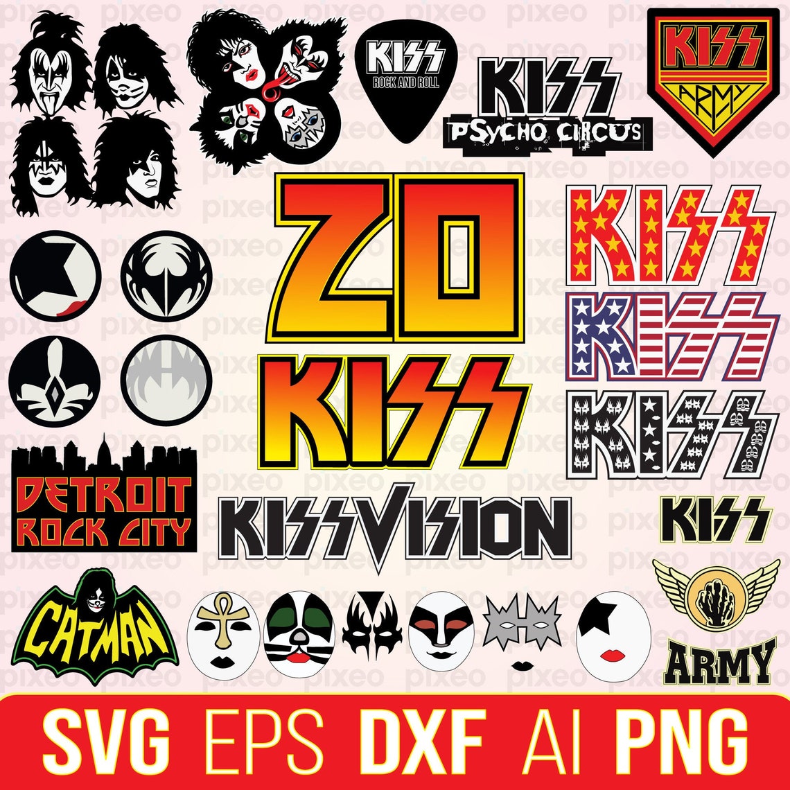 Kiss Band SVG Bundle Kiss Logo SVG Kiss Makeup SVG Kiss | Etsy
