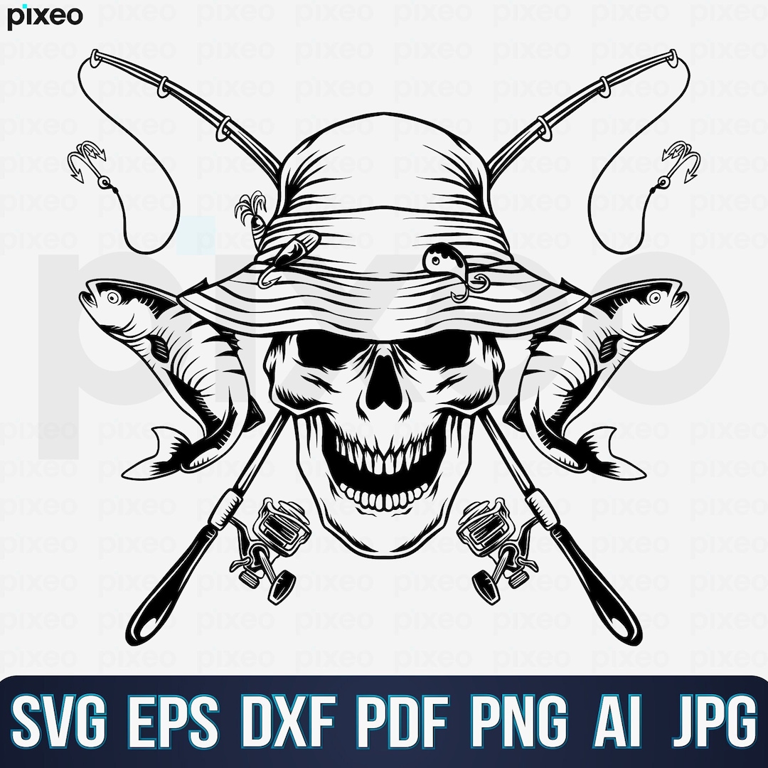 Skeleton Fisherman Svg, Skull Fisherman Svg, Skull Fishing Svg ...
