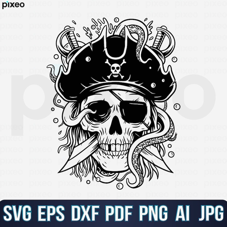 Pirate Skull Svg Pirate Svg Pirate Ship Svg Skull Octopus - Etsy