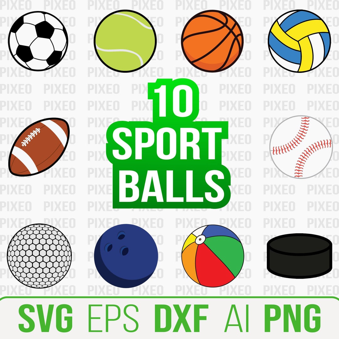 Sports Ball Bundle SVG: Volleyball, Soccer, Baseball (digital Download ...