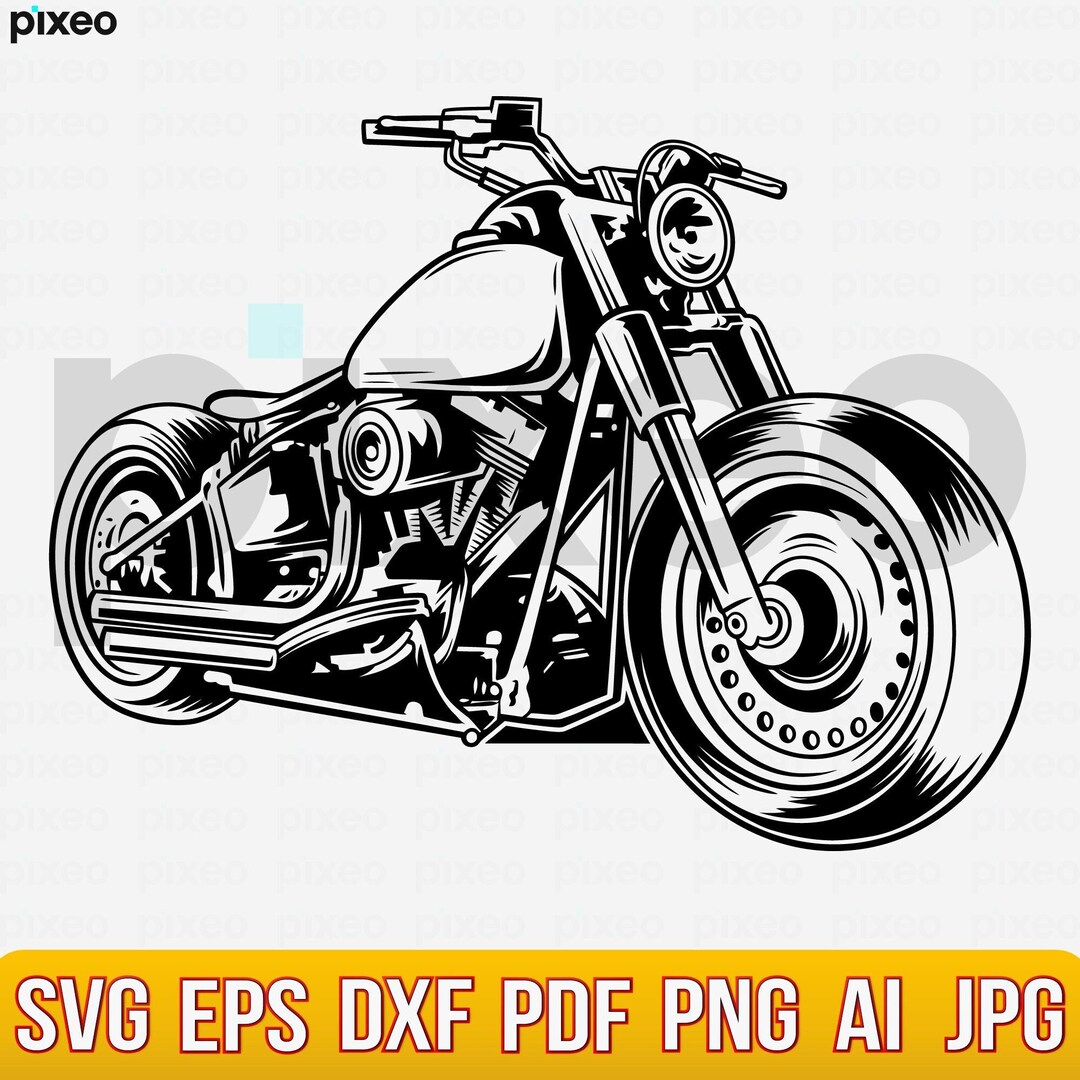 Chopper Motorcycle SVG: Biker Clipart, Cricut Cut File (digital ...