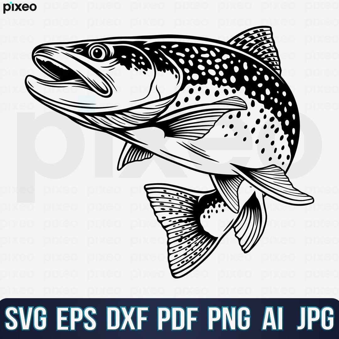 Trout Fishing SVG: Fish Vector Clipart, Cricut Cut File (digital ...