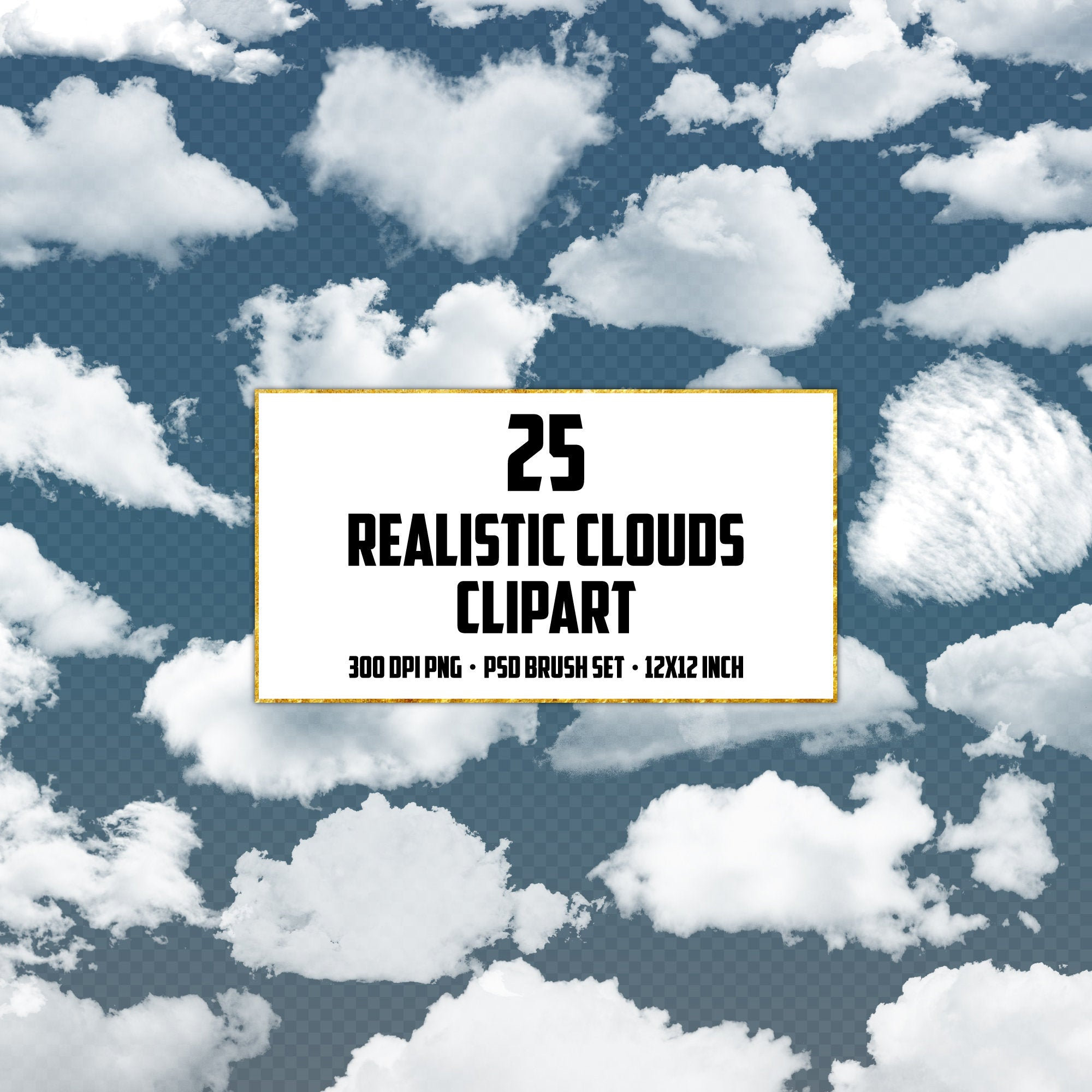 Realistic Clouds Clipart Clouds PNG Clouds Clipart Cloud | Etsy