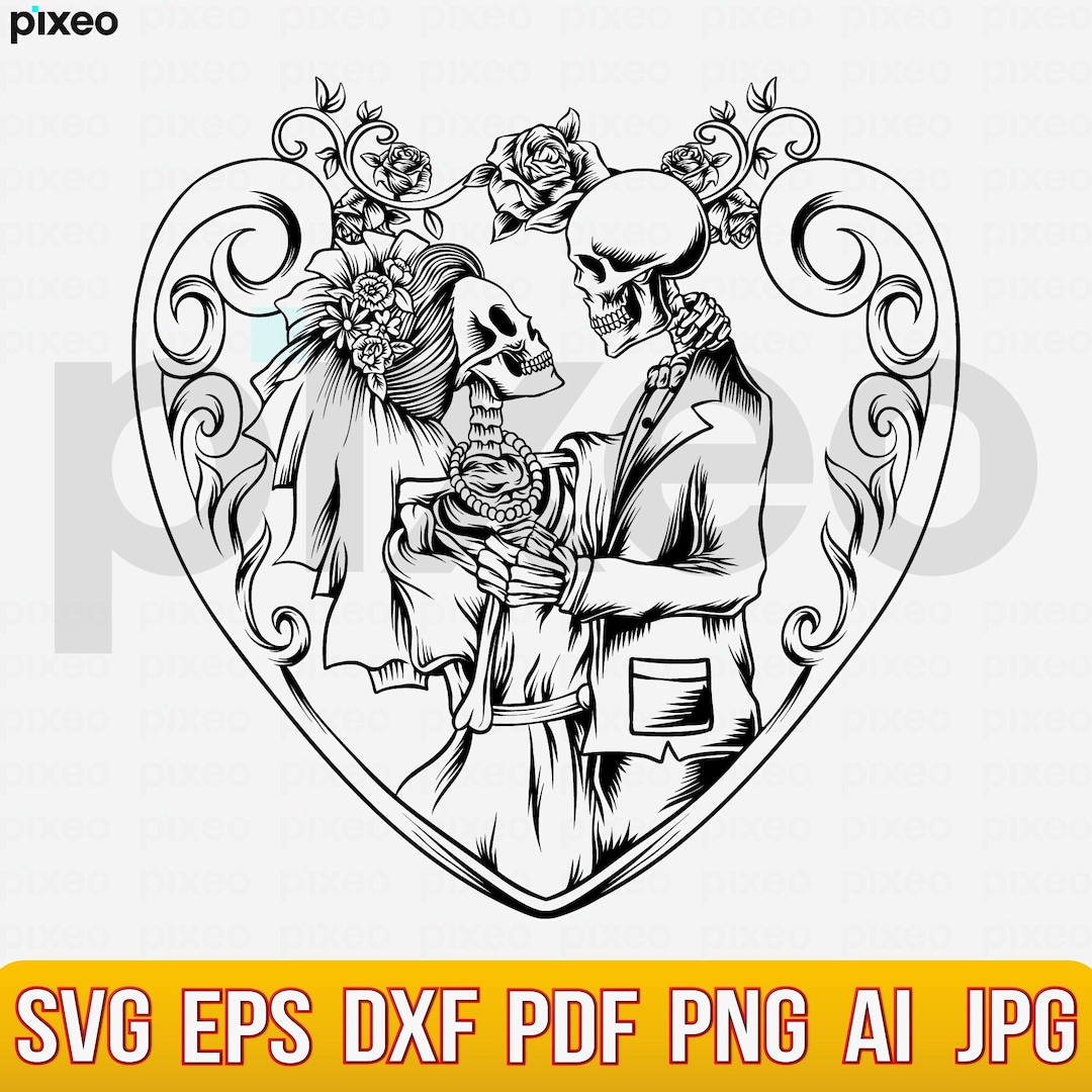 Skeleton Wedding Svg, Skull Lovers Svg, Dead Lovers Svg, Gothic Bride ...