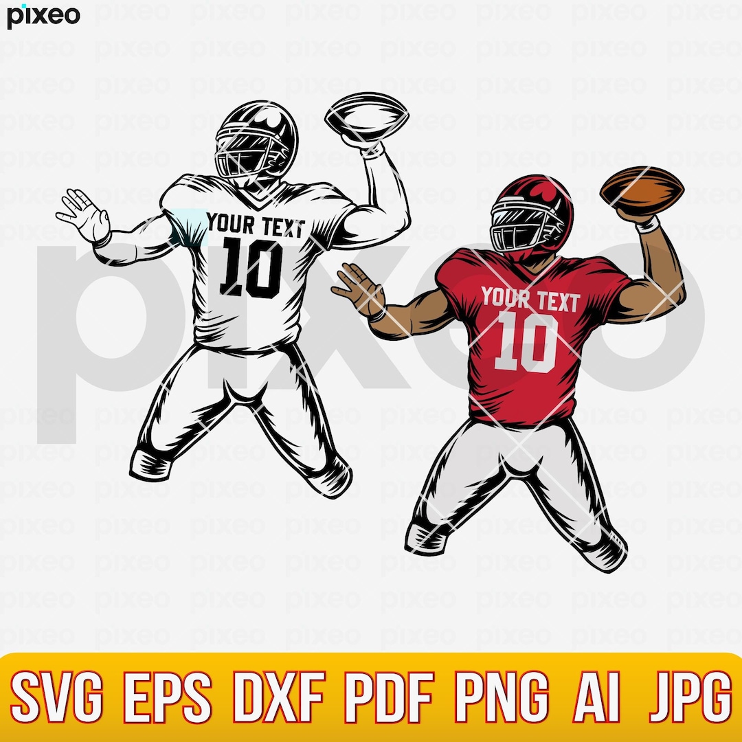 Football Player SVG: Customizable Team Shirt Cut Files (digital ...
