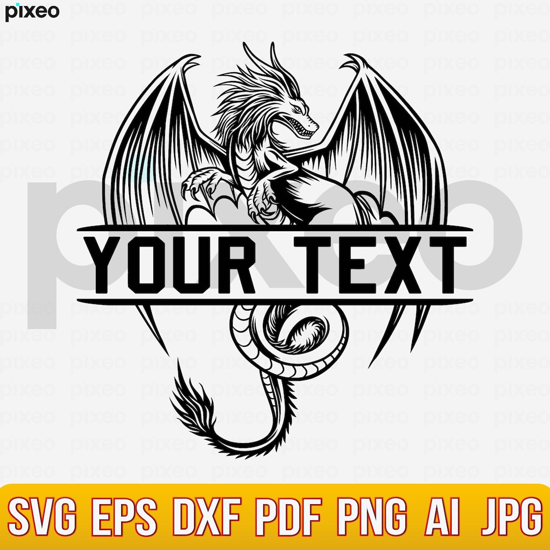 Dragon Name SVG: Magic Flying Dragon Clipart (cut File) - Etsy