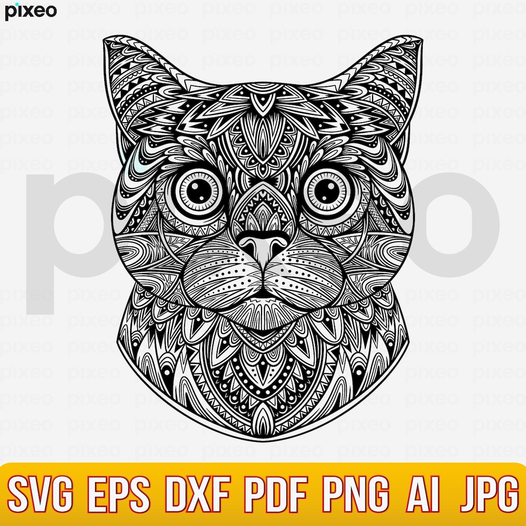 Cute Cat Svg, Cat Mandala Svg, Cat Clipart, Mandala Svg, Cat Cricut ...