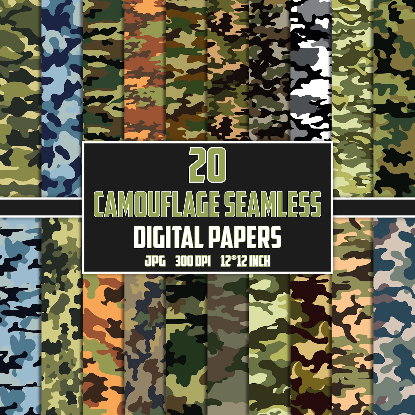 Camouflage Digital Paper Camouflage Seamless Patterns - Etsy
