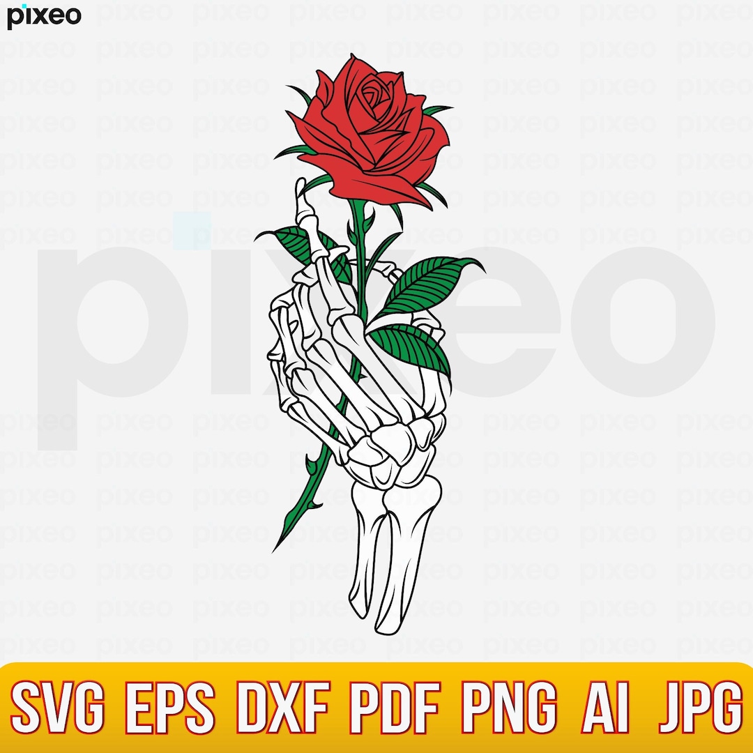 Skeleton Hand Rose Svg, Hands Death Svg, Skull Rose Svg, Flower Tattoo ...