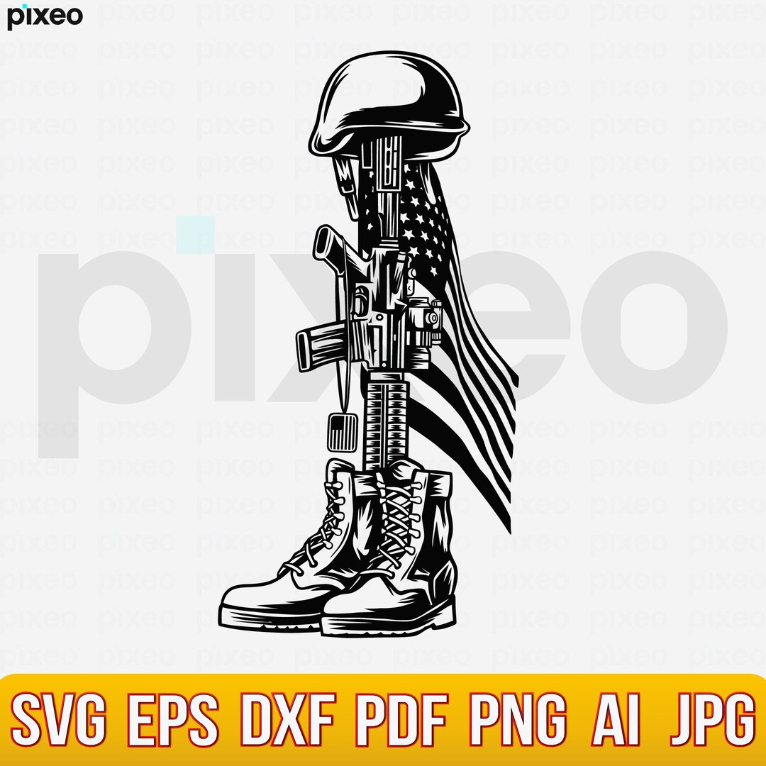 Fallen Soldier Tribute Svg, US Soldier Svg, US Army Svg, US War Hero ...