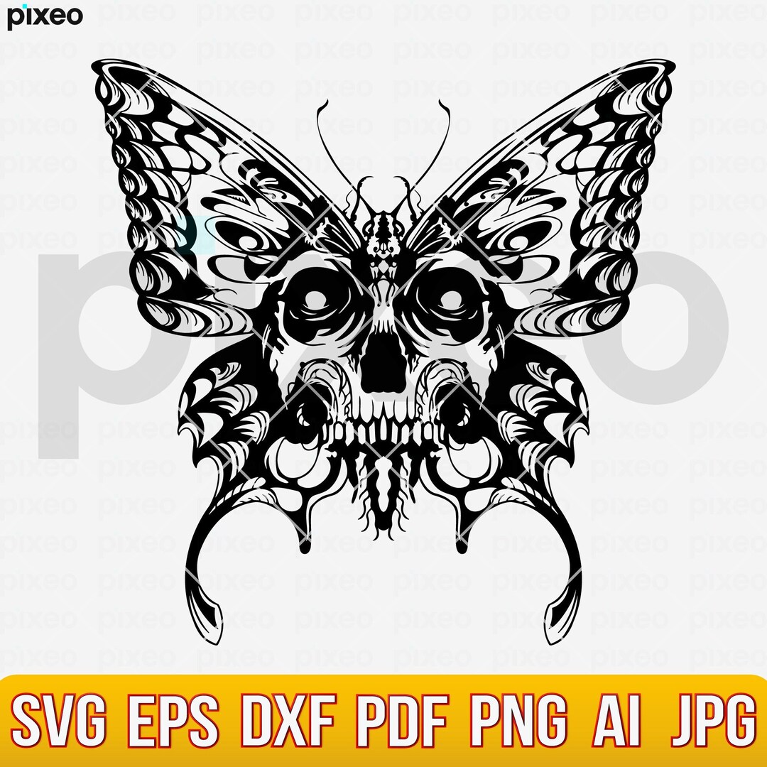 Butterfly Skull Svg, Skull Svg, Butterfly Svg, Skull Butterfly Clipart ...