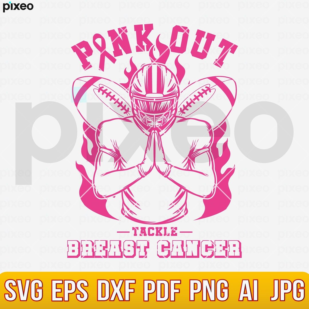 Pink Out Svg, Tackle Breast Cancer Svg, Football Svg, Cancer Awareness ...