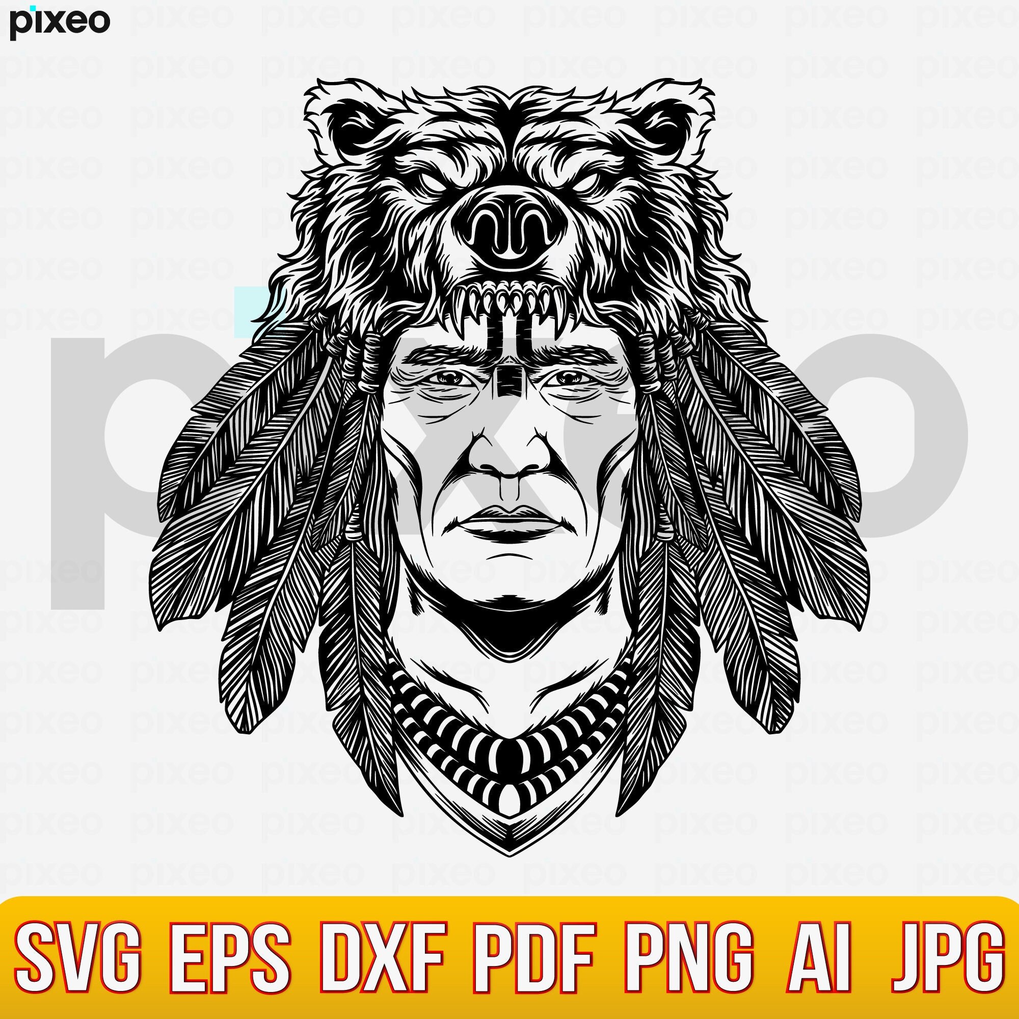 Native American Chief SVG: Tribal Headdress, Warriors Clipart (digital ...