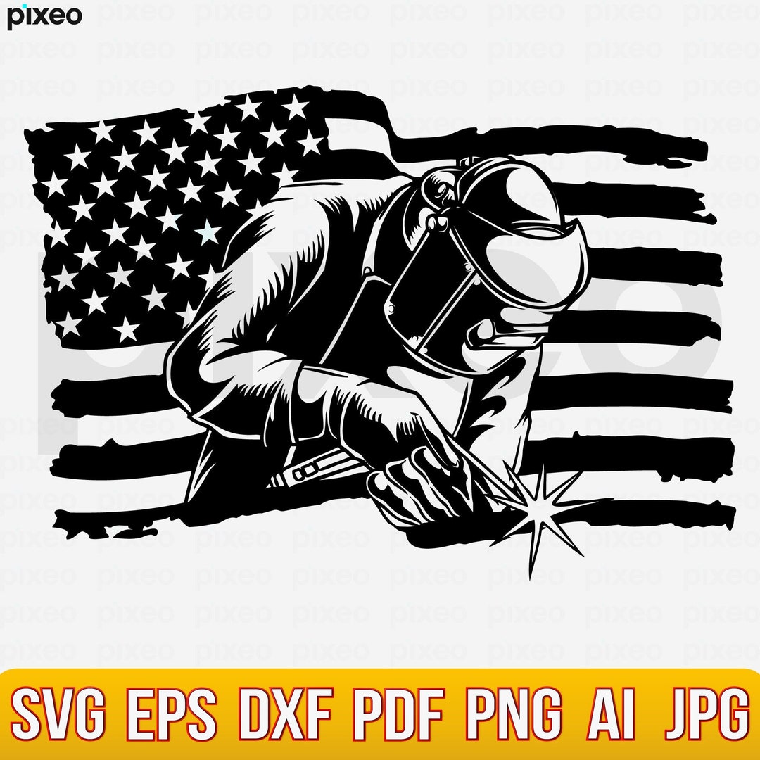Welder With USA Flag Svg, Welder Svg, Welding Svg, Welder Clipart ...