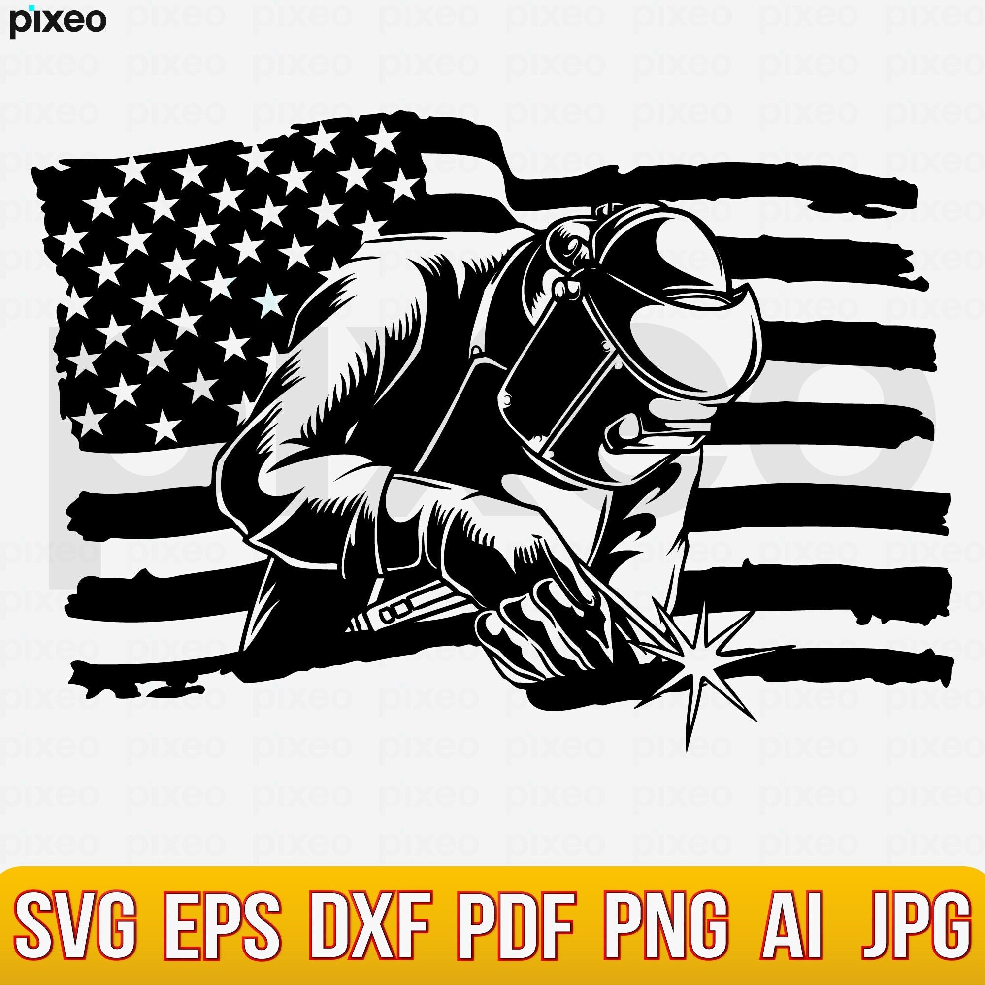 Welder With USA Flag SVG: Patriotic Welding Cut File (digital Download ...