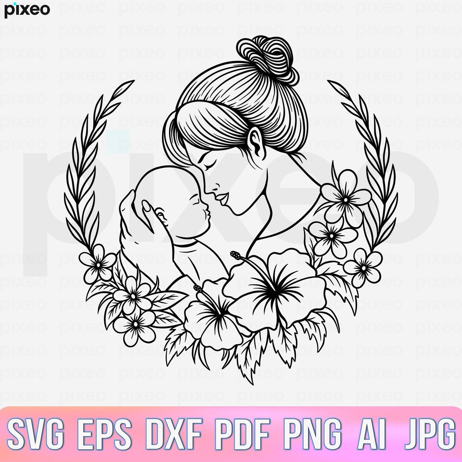 Floral Mom and Baby Svg Mom and Baby Svg Mom Svg Baby Svg - Etsy