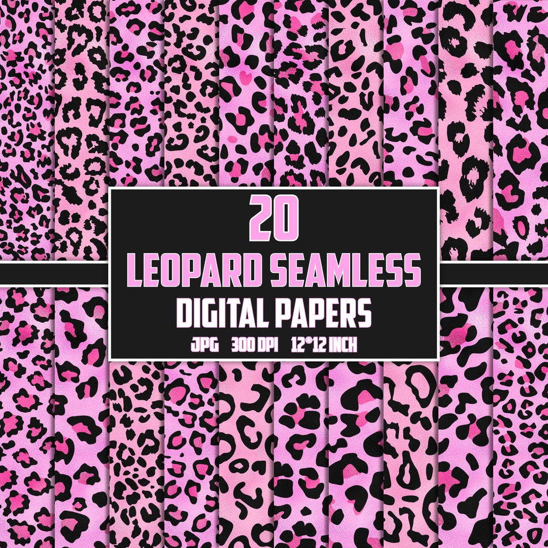 Pink - Rose Gold Leopard Digital Paper, Leopard Seamless Pattern ...