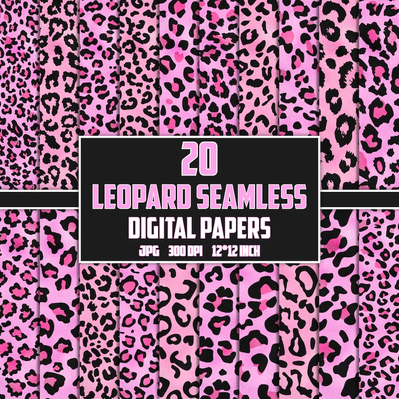 Pink Rose Gold Leopard Digital Paper Leopard Seamless - Etsy