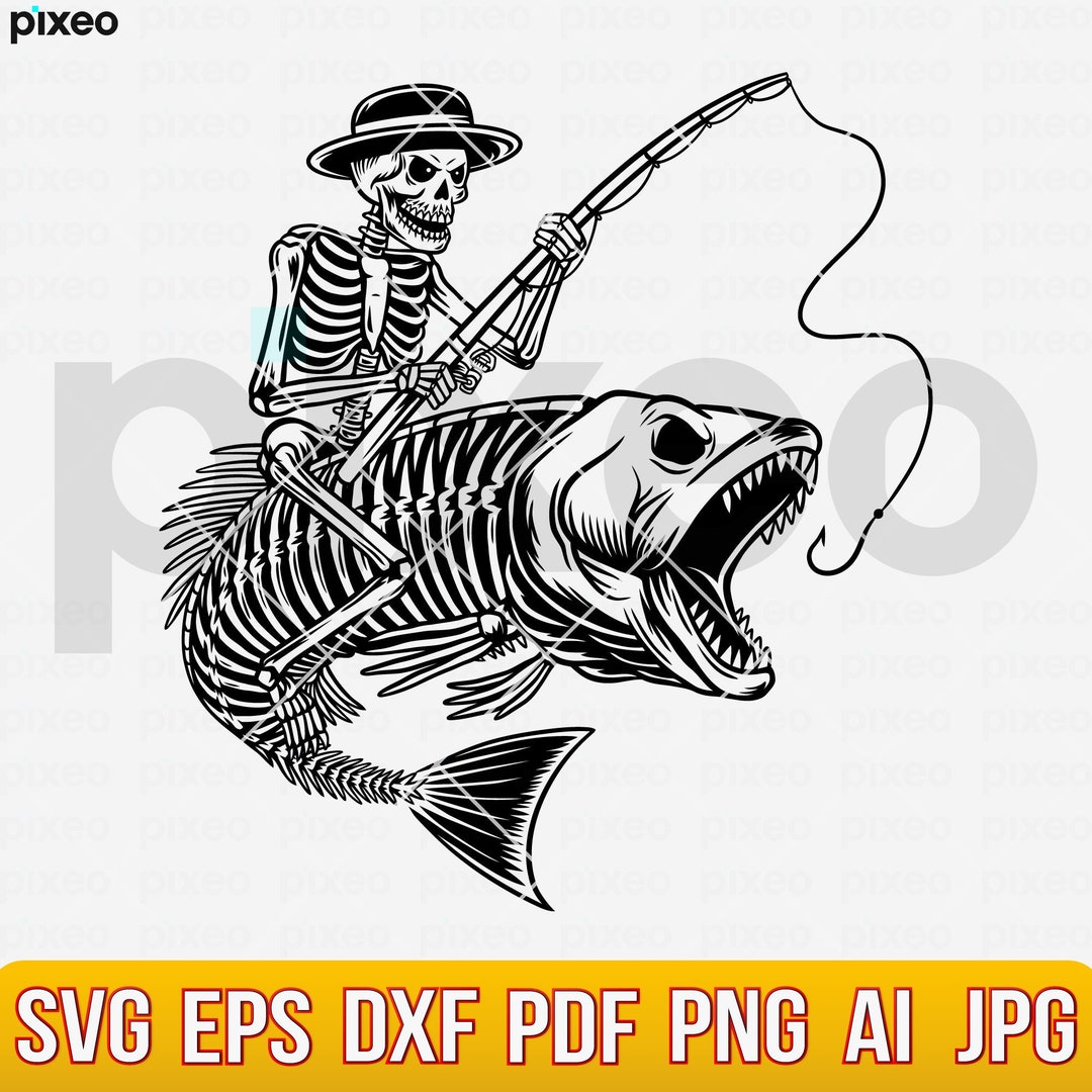 Skeleton Fisherman Svg, Skull Fisherman Svg, Skull Fishing Svg ...