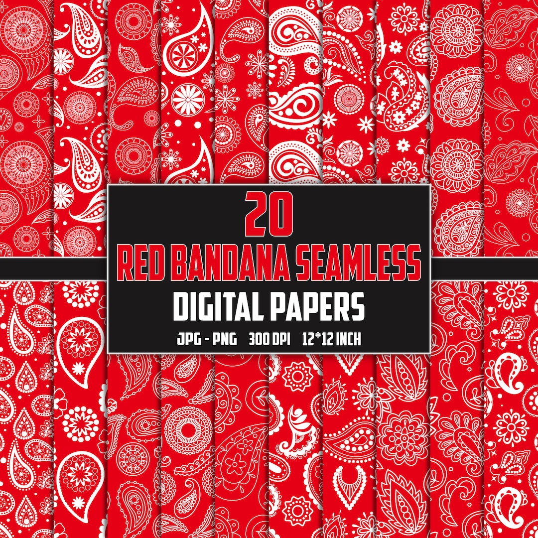 Red Bandana Seamless Pattern, Paisley Seamless Pattern, Bandana Svg ...