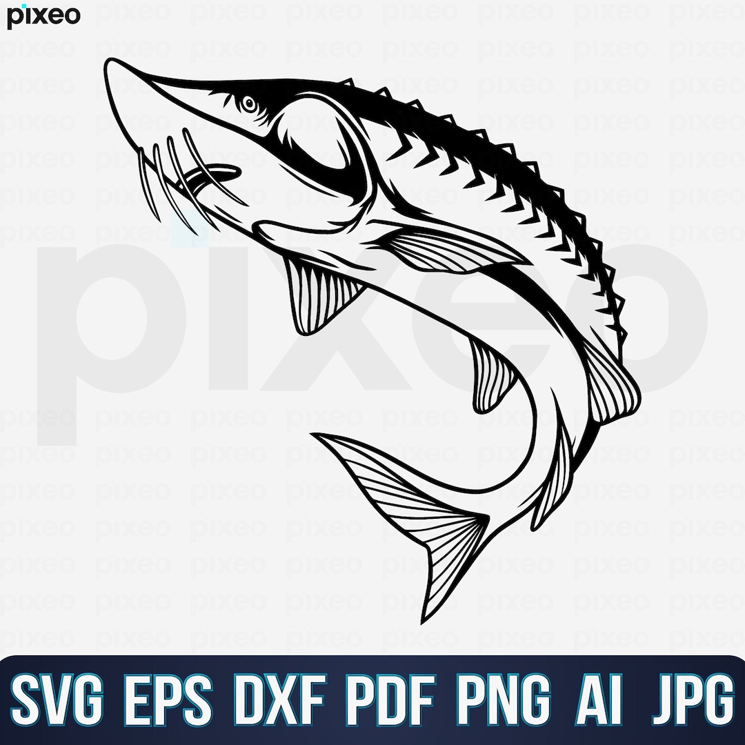 Sturgeon Fishing Svg, Fishing Svg, Sturgeon Fish Svg, Sturgeon Clipart ...