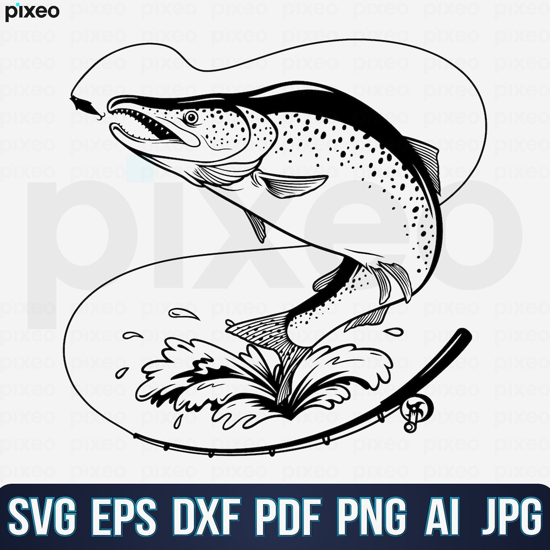 Salmon Fishing Svg, Salmon Fish Svg, Salmon Svg, Salmon Fish Clipart ...