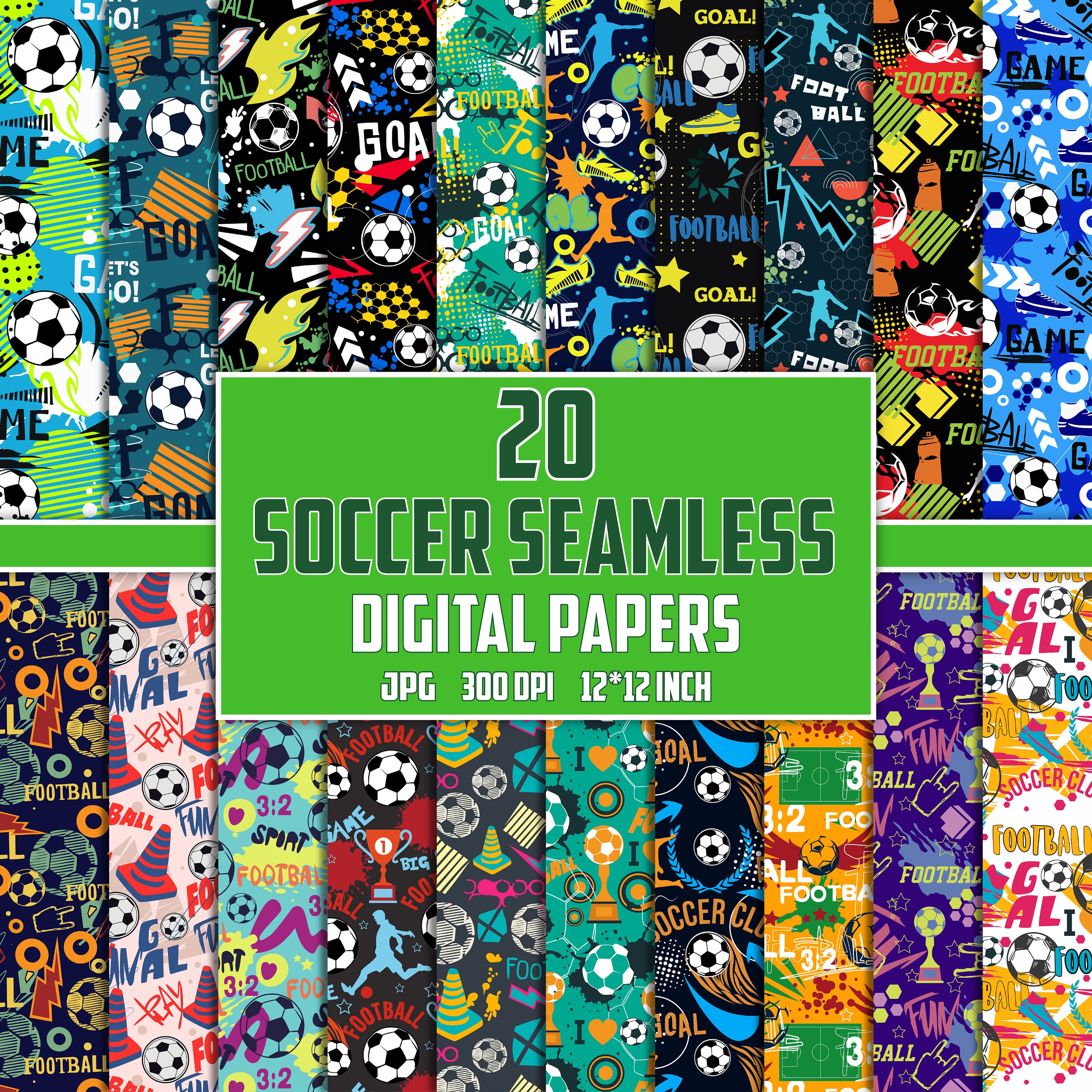 Soccer Seamless Pattern Digital Papers (12x12 Inch) - Etsy UK