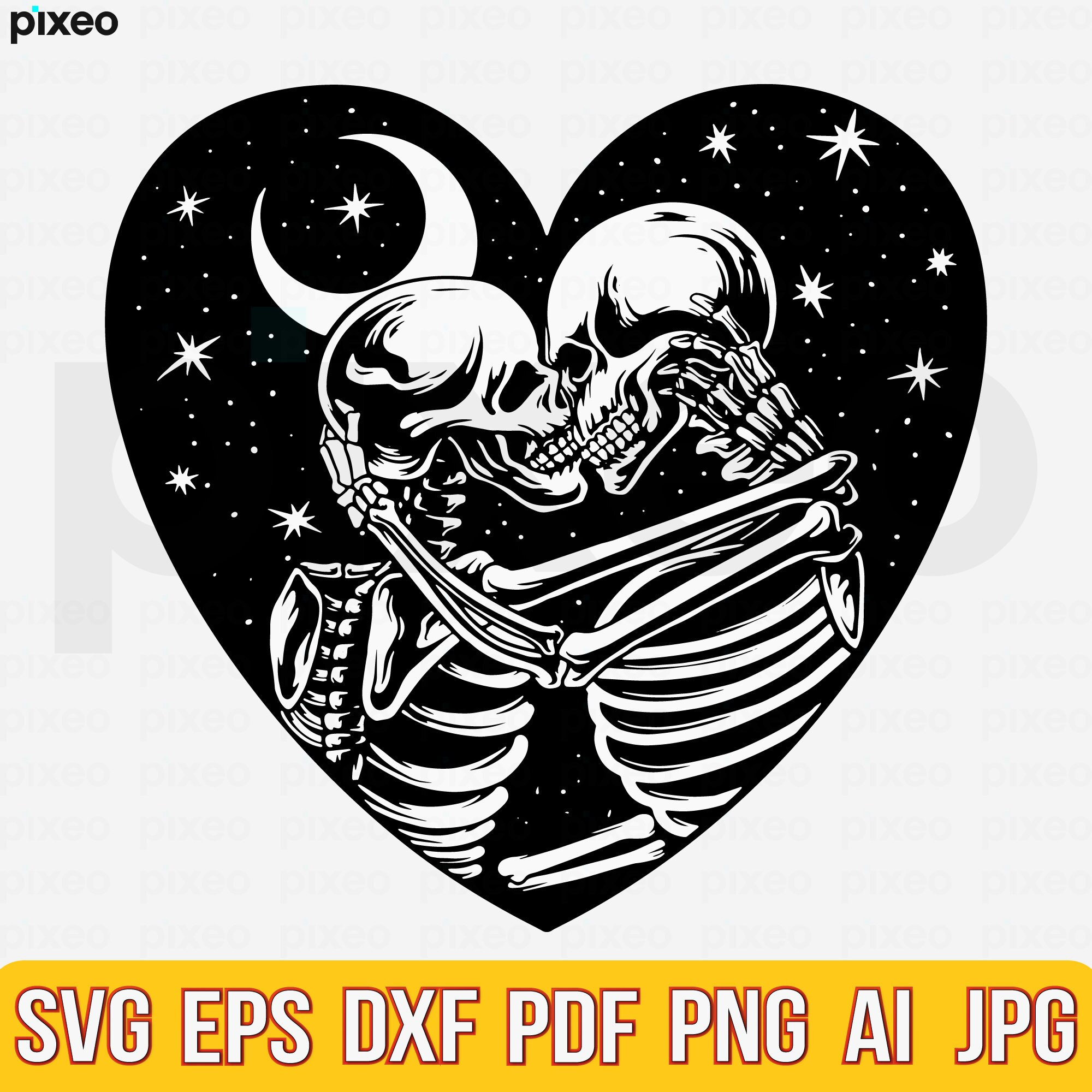 Skull Lovers Svg Skull Svg Dead Skeleton Love Svg Gothic | Etsy Canada