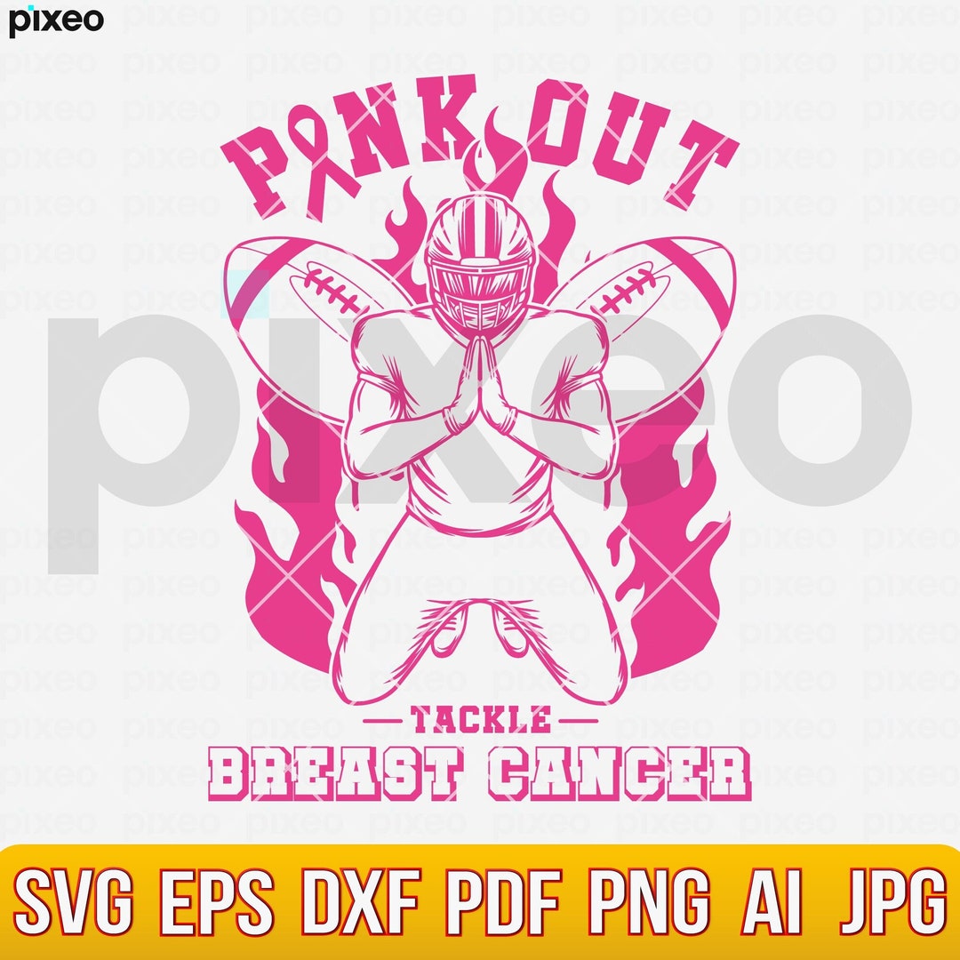 Football Player Svg, Pink Out Svg, Tackle Breast Cancer Svg, Football ...