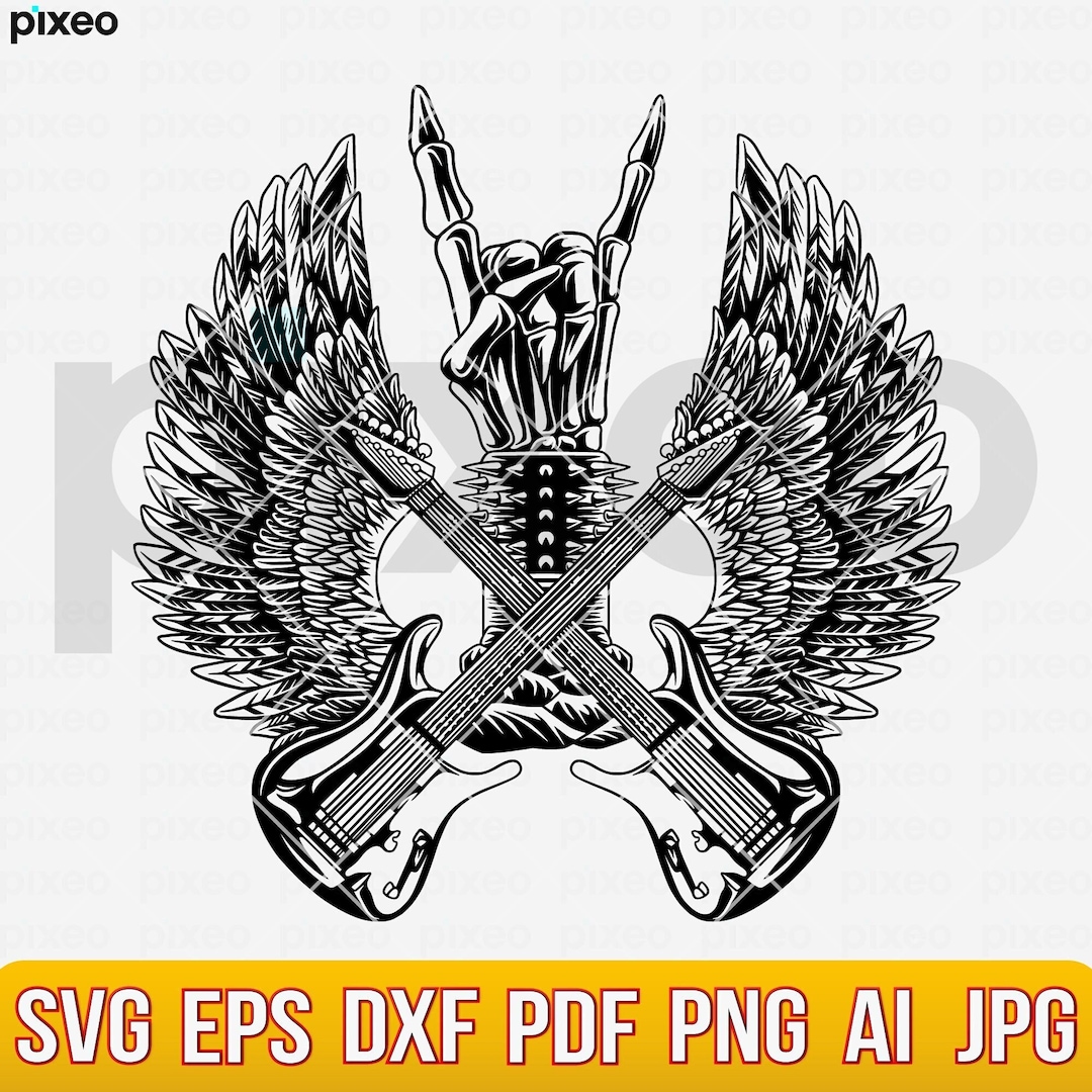 Rock and Roll Music Svg, Guitar Svg, Rock Band Svg, Rock Clipart, Rock ...