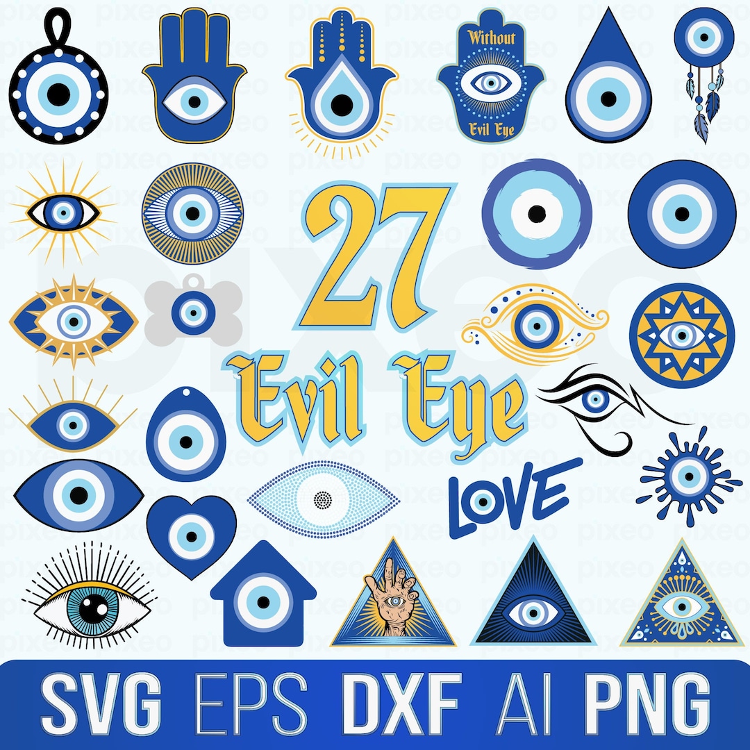 Mystical Evil Eye SVG | Turkish Nazar Eye Clipart & Hamsa Designs ...