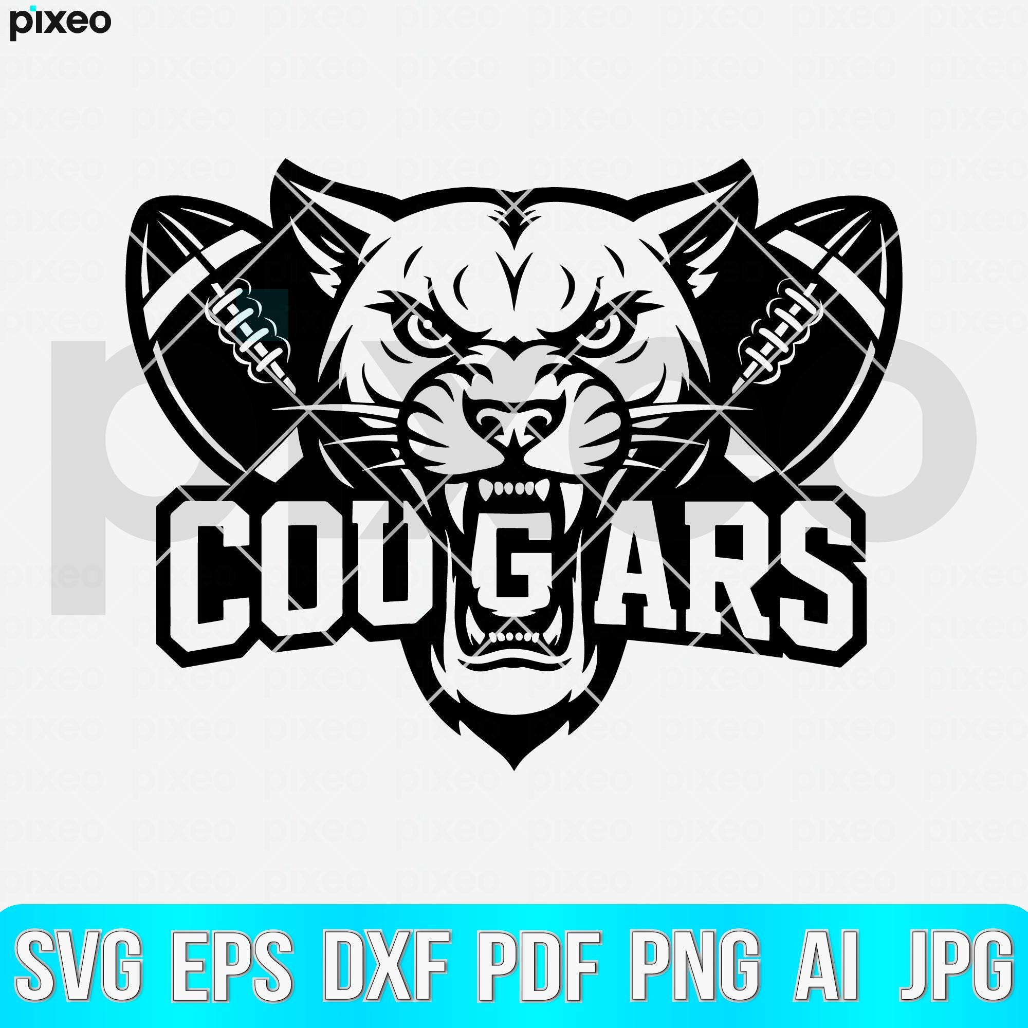 Cougars Mascot SVG: High School Football Clipart (digital Download) - Etsy