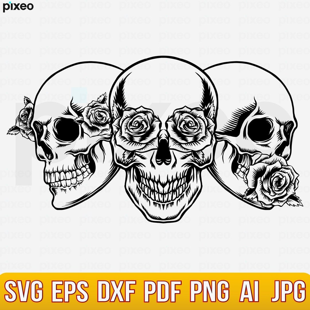 Three Wise Skulls SVG: See Hear Speak No Evil Clipart (digital Files ...