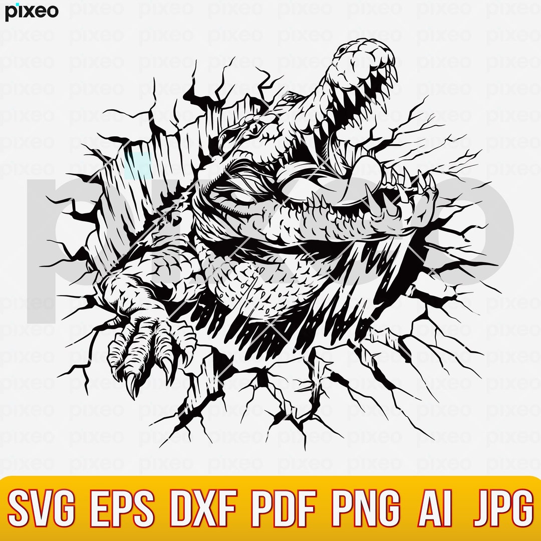 Alligator in the Wall Svg, Alligator Svg, Alligator Scratch Svg ...