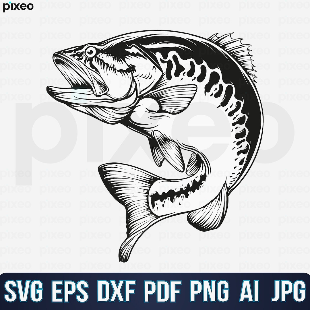 Largemouth Bass Fishing Svg, Fishing Svg, Bass Fish Svg, Bass Clipart ...