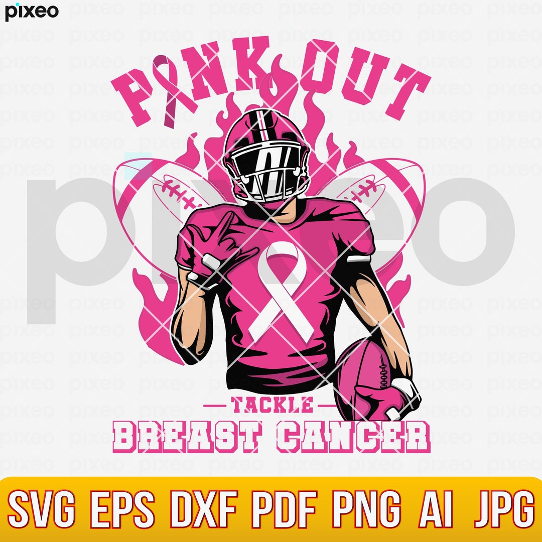 Pink Out Svg, Tackle Breast Cancer Svg, Football Svg, Cancer Awareness ...