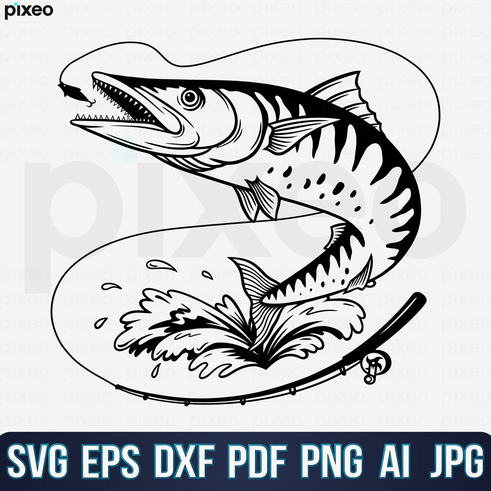 Barracuda Fishing SVG: Vector Clipart, Cricut Cut File (PNG, PDF) - Etsy