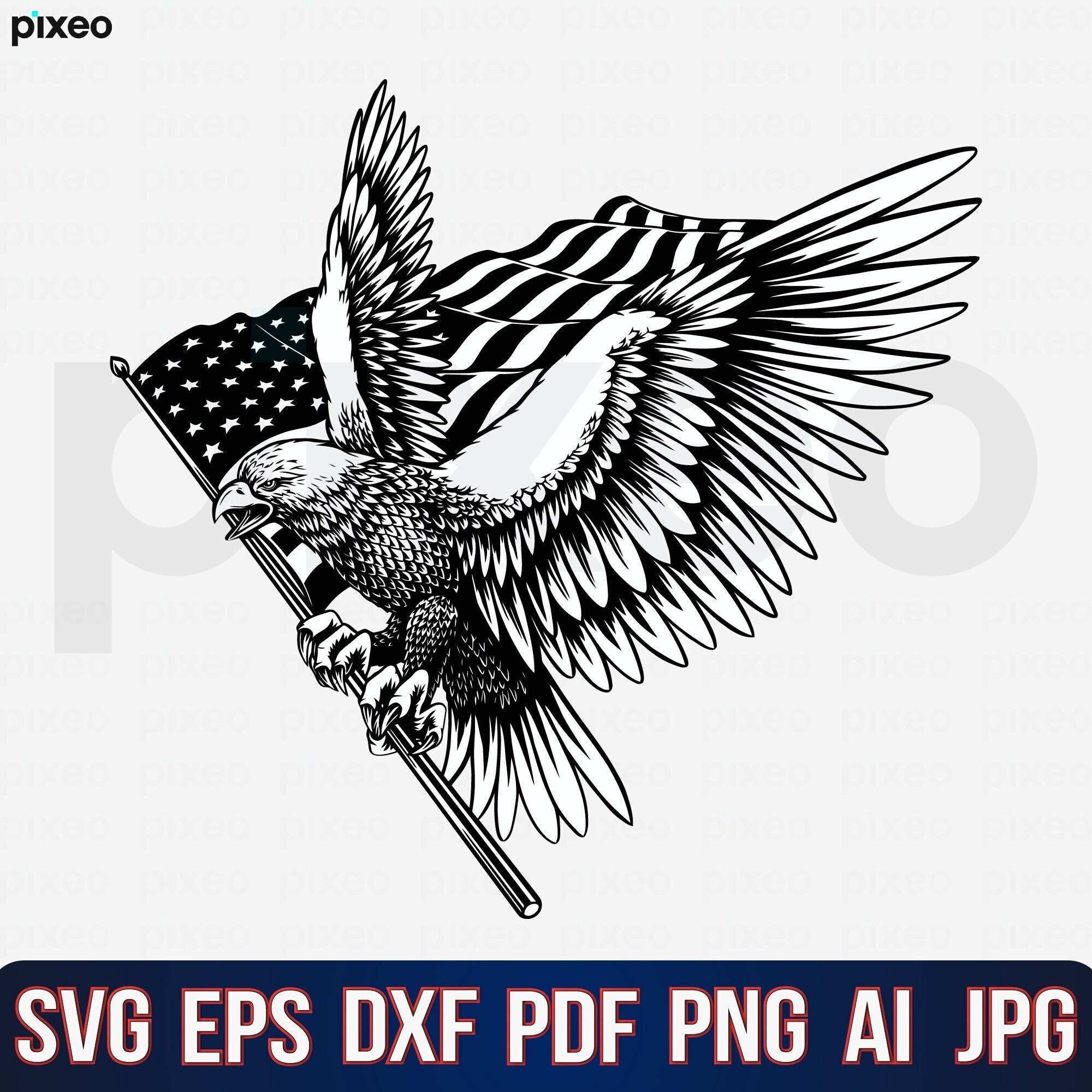 Eagle With American Flag SVG: Patriotic USA 4th of July (digital Files ...