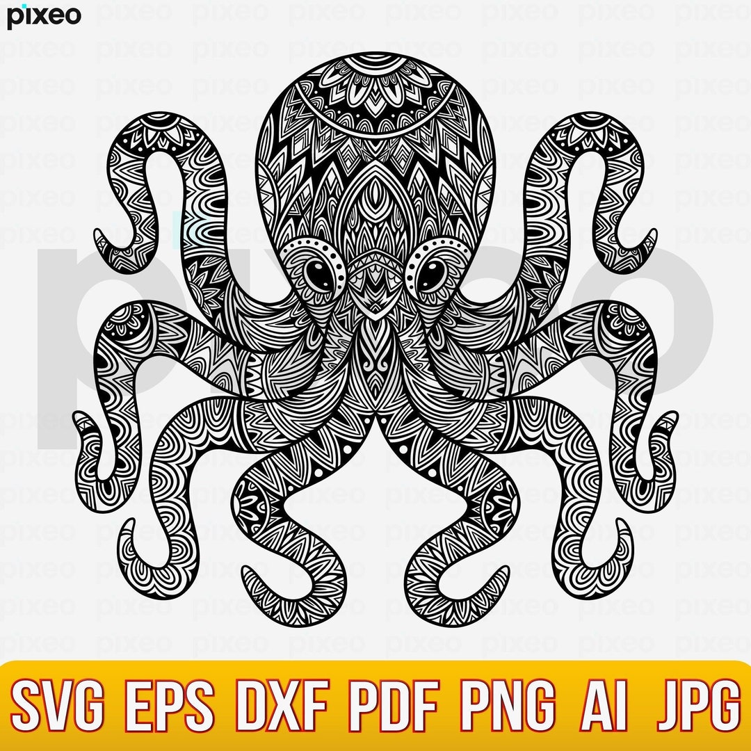 Octopus Svg, Octopus Mandala Svg, Octopus Clipart, Mandala Svg, Octopus ...