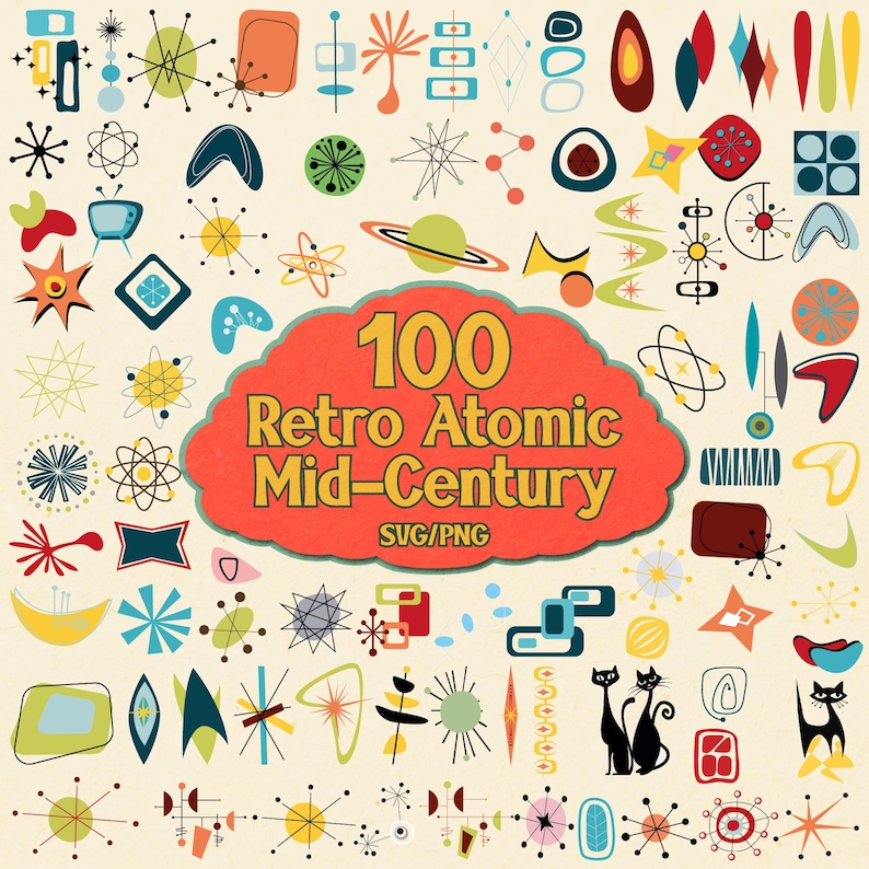 Retro Atomic Mid Century Modern SVG Clipart Bundle (digitaler Download ...