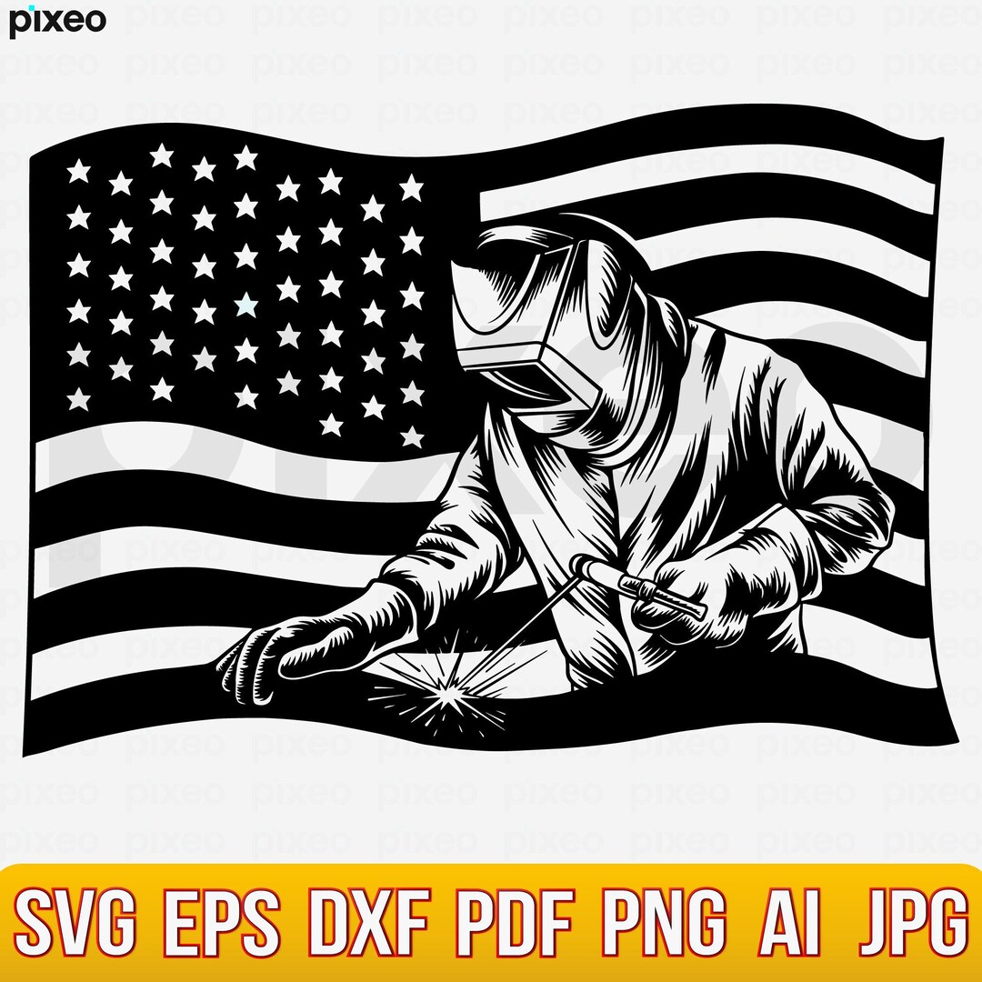 Welder With USA Flag Svg, Welder Svg, Welding Svg, Welder Clipart ...
