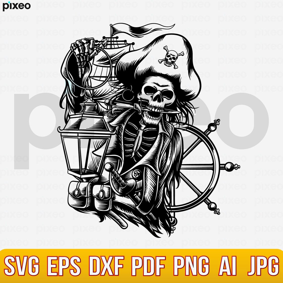 Pirate Skull Octopus SVG: Ship Wheel Clipart (digital Download) - Etsy