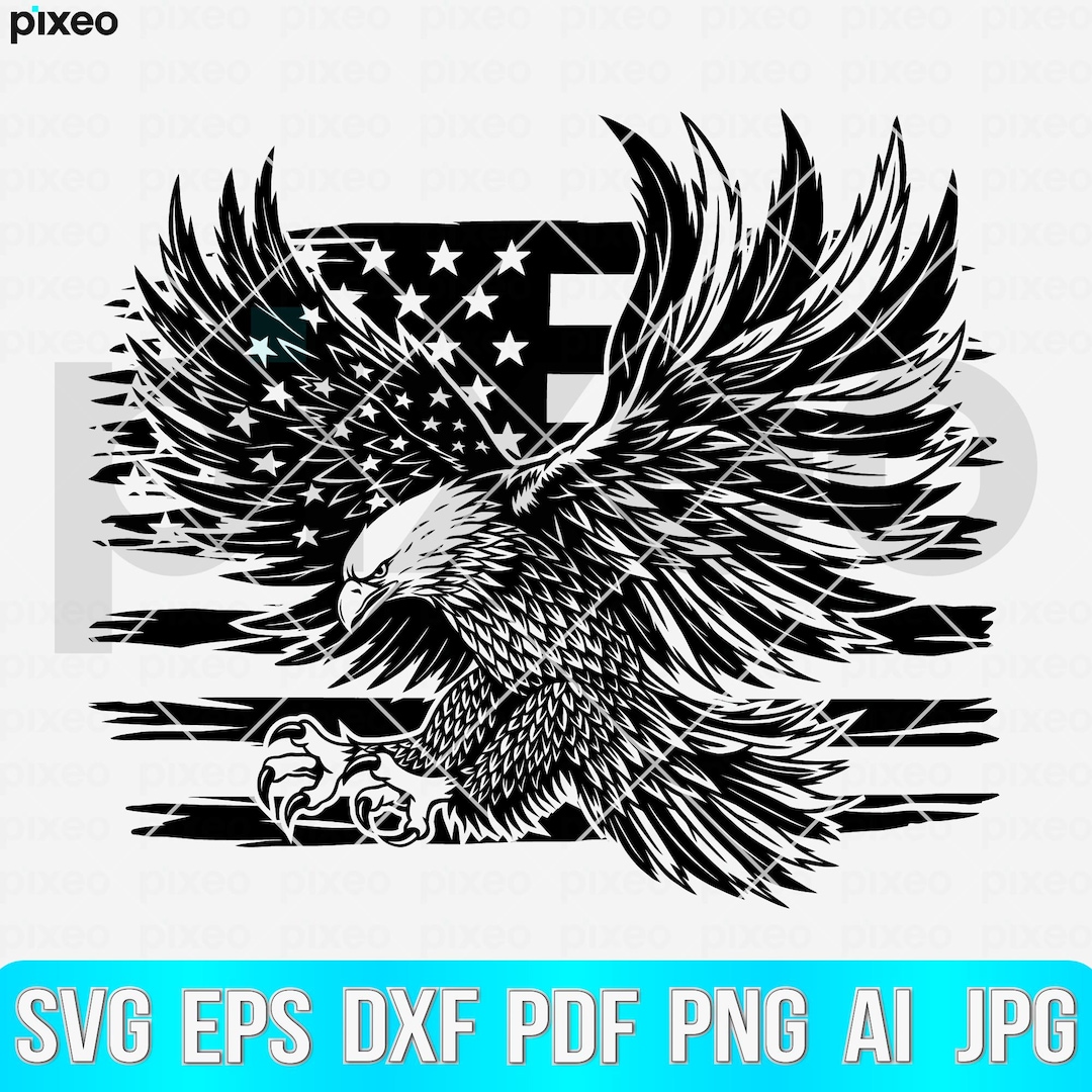 Bald Eagle American Flag SVG Flying USA Eagle Cut File for Cricut ...