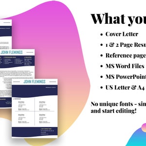 Resume Template, CV Template, Cover Letter Template, Professional ...